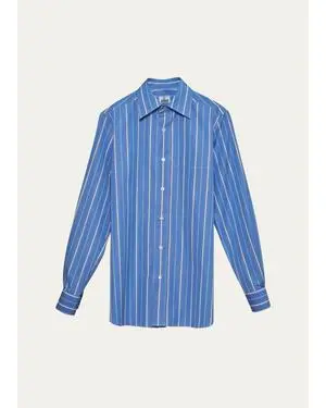 SEBLINE Cotton Poplin New Work Button-down Shirt - Paris Stripe
