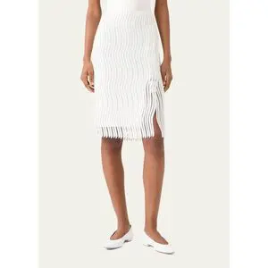 Akris Techno Wave Guipure Slit Pencil Skirt