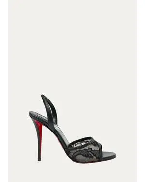 CHRISTIAN LOUBOUTIN 100mm Miss Z Lace Slingback Sandals - Black