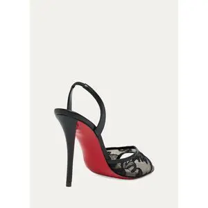 CHRISTIAN LOUBOUTIN 100mm Miss Z Lace Slingback Sandals - Black