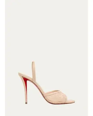 CHRISTIAN LOUBOUTIN 100mm Miss Z Lace Slingback Sandals - Light Blush