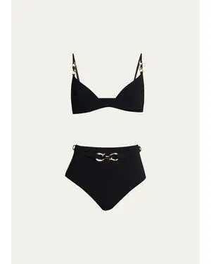 Zimmermann Mahon Trim Detail Two-piece Swimsuit - Black