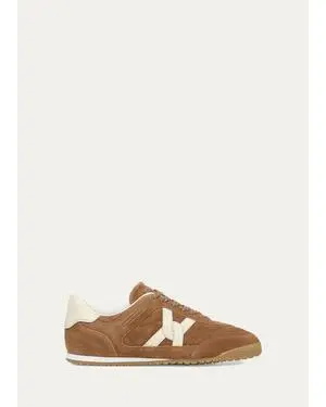 Veronica Beard Natalia Mixed Leather Low-top Sneakers - Chestnut