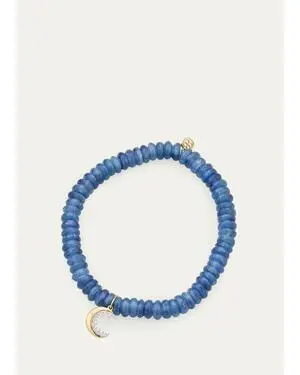 SYDNEY EVAN 14k Small Cocktail Crescent Moon On Kyanite Stretch Bracelet