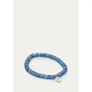 SYDNEY EVAN 14k Small Cocktail Crescent Moon On Kyanite Stretch Bracelet