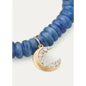 SYDNEY EVAN 14k Small Cocktail Crescent Moon On Kyanite Stretch Bracelet