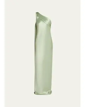 Retrofete Sirocco Asymmetric Satin Maxi Dress