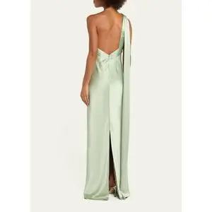 Retrofete Sirocco Asymmetric Satin Maxi Dress