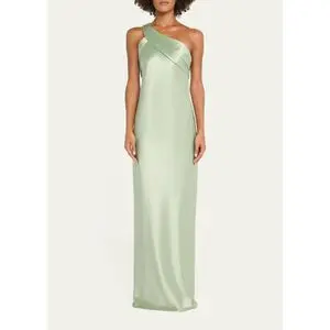 Retrofete Sirocco Asymmetric Satin Maxi Dress