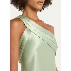 Retrofete Sirocco Asymmetric Satin Maxi Dress