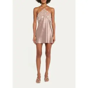Retrofete Jeanne Embellished Satin Mini Dress