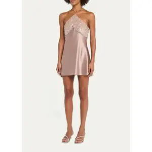 Retrofete Jeanne Embellished Satin Mini Dress