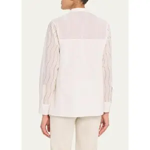 Akris Wave Broderie Anglaise Cotton Voile Blouse