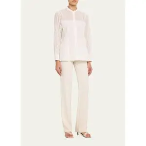 Akris Wave Broderie Anglaise Cotton Voile Blouse