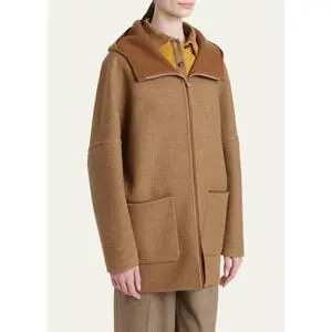 Kiton Houndstooth Wool-cashmere Hooded Overcoat