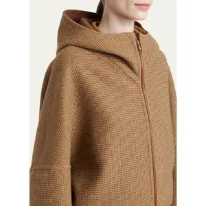 Kiton Houndstooth Wool-cashmere Hooded Overcoat