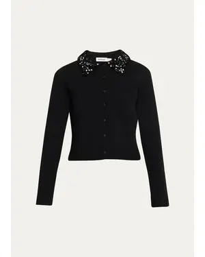 Simkhai Trae Embellished-collar Crop Cardigan