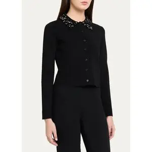Simkhai Trae Embellished-collar Crop Cardigan