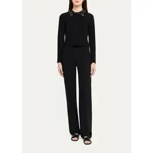 Simkhai Trae Embellished-collar Crop Cardigan