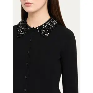 Simkhai Trae Embellished-collar Crop Cardigan