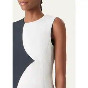 Akris Colorblock Silk Sleeveless Sheath Dress