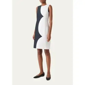 Akris Colorblock Silk Sleeveless Sheath Dress