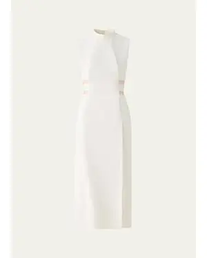 Akris Sleeveless Waist-inset Side-slit Midi Dress