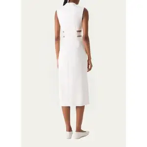 Akris Sleeveless Waist-inset Side-slit Midi Dress