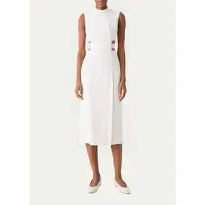Akris Sleeveless Waist-inset Side-slit Midi Dress