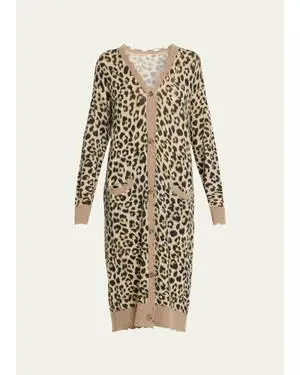 R13 Leopard-print Long Cashmere Cardigan