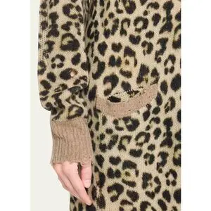 R13 Leopard-print Long Cashmere Cardigan