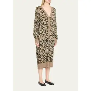 R13 Leopard-print Long Cashmere Cardigan