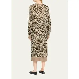 R13 Leopard-print Long Cashmere Cardigan