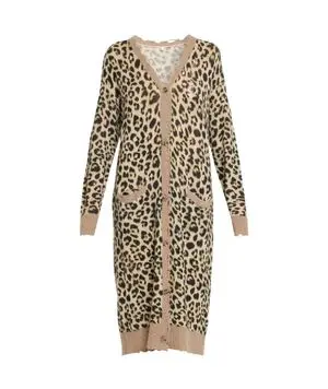 R13 Leopard-print Long Cashmere Cardigan - Light Brown