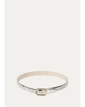 DEHANCHE Mija Mirror Croc-embossed Leather Belt - Silver