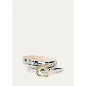 DEHANCHE Mija Mirror Croc-embossed Leather Belt