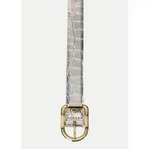 DEHANCHE Mija Mirror Croc-embossed Leather Belt