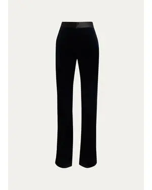 Victoria Beckham Alina Tailored Velvet Wide-leg Trousers - Midnight
