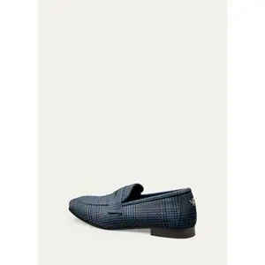 BOUGEOTTE Flaneur Plaid Wool Penny Loafers