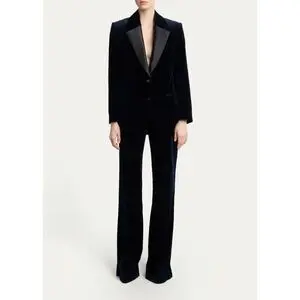 Victoria Beckham Satin Lapels Single-breasted Velvet Jacket