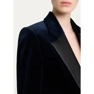 Victoria Beckham Satin Lapels Single-breasted Velvet Jacket