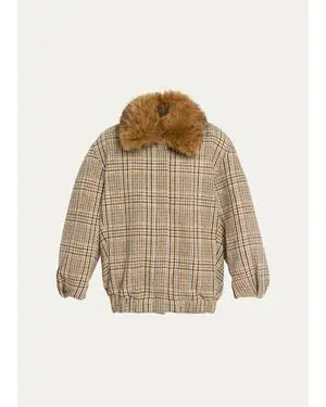 Ronny Kobo Savannah Tweed Faux Fur Collar Jacket - Multi