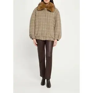 Ronny Kobo Savannah Tweed Faux Fur Collar Jacket