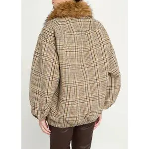 Ronny Kobo Savannah Tweed Faux Fur Collar Jacket