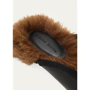 Simone Rocha Faux Fur Lined Leather Ballerina Mules