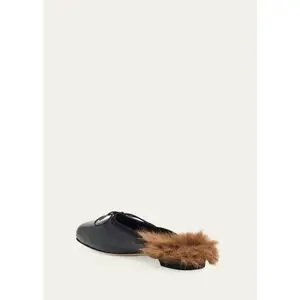 Simone Rocha Faux Fur Lined Leather Ballerina Mules