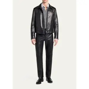 TOM FORD Grained Leather Straight Leg Five-pocket Pants