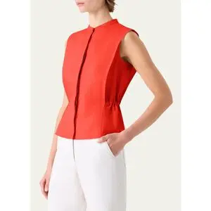 Akris Sleeveless Linen Button-front Blouse