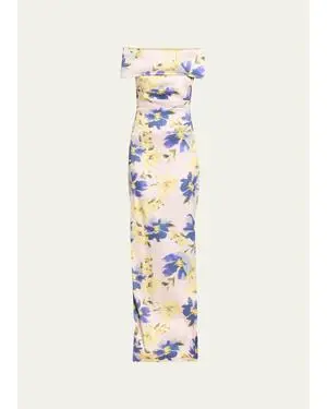 Rickie Freeman For Teri Jon Floral-print Mikado Column Gown