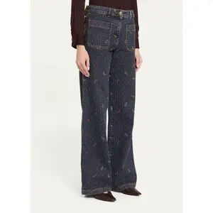 Etro Patch Pocket Polka-dot Denim Wide-leg Jeans